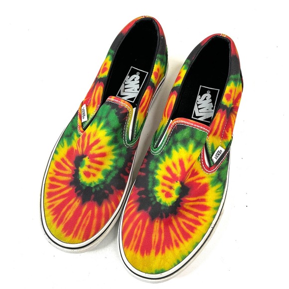 Vans | Shoes | Vans Classic Slip On Tie Dye Red Green Yellow Size M8 ...